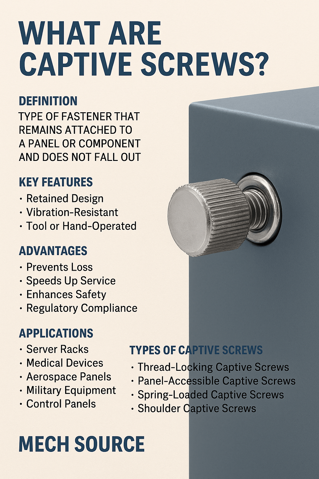 What Are Captive Screws? A Guide for Engineers and Designers - Mech Source